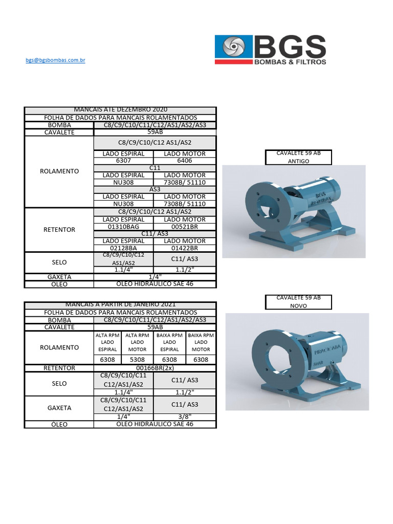 Mancais STD Comp. - C8 - C9 - C10 - C11 - C12 - As1 - As2 - As3 | PDF