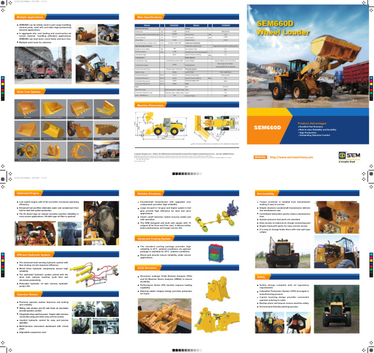 SEM660D Wheel Loader Specifications | PDF | Brake | Pump