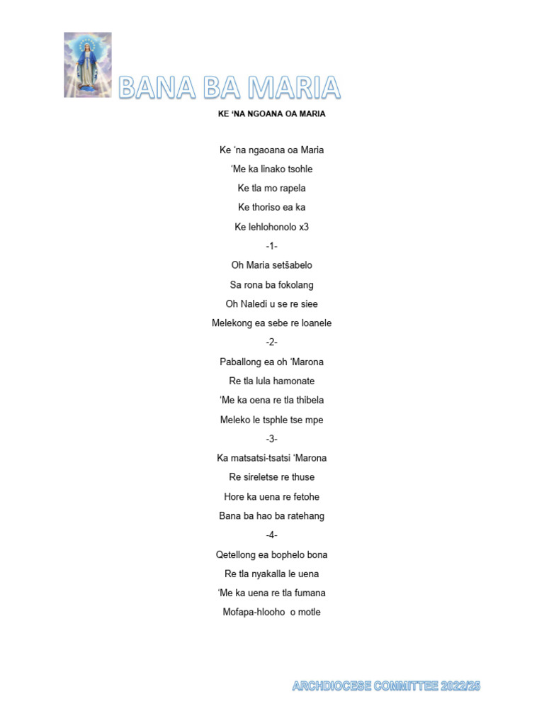 Ke 'Na Ngoana Oa Maria | PDF