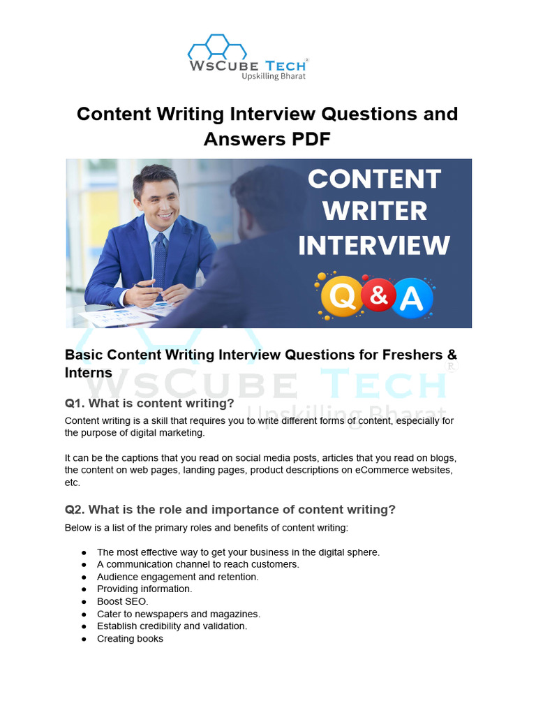 Content Writing Questons | PDF | Search Engine Optimization | Human ...