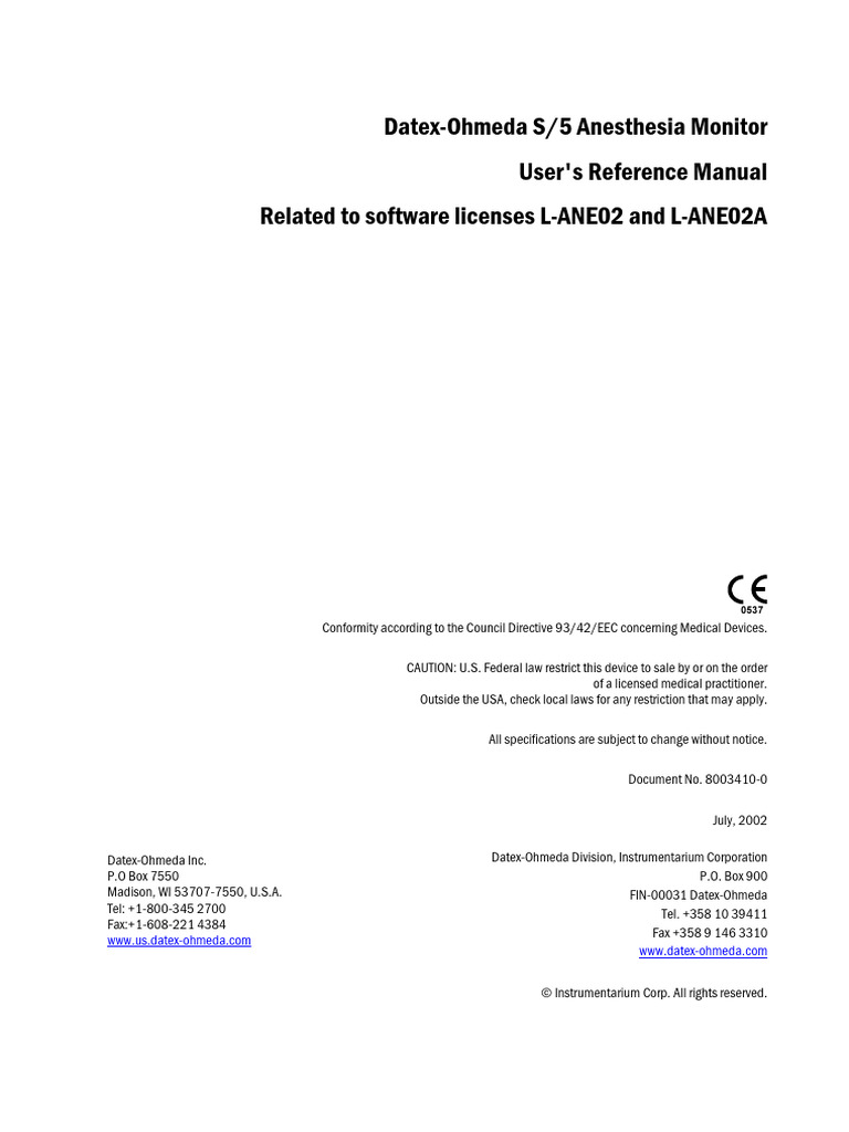S5 Monitor - User Manual | PDF | Computer Monitor | Anesthesia