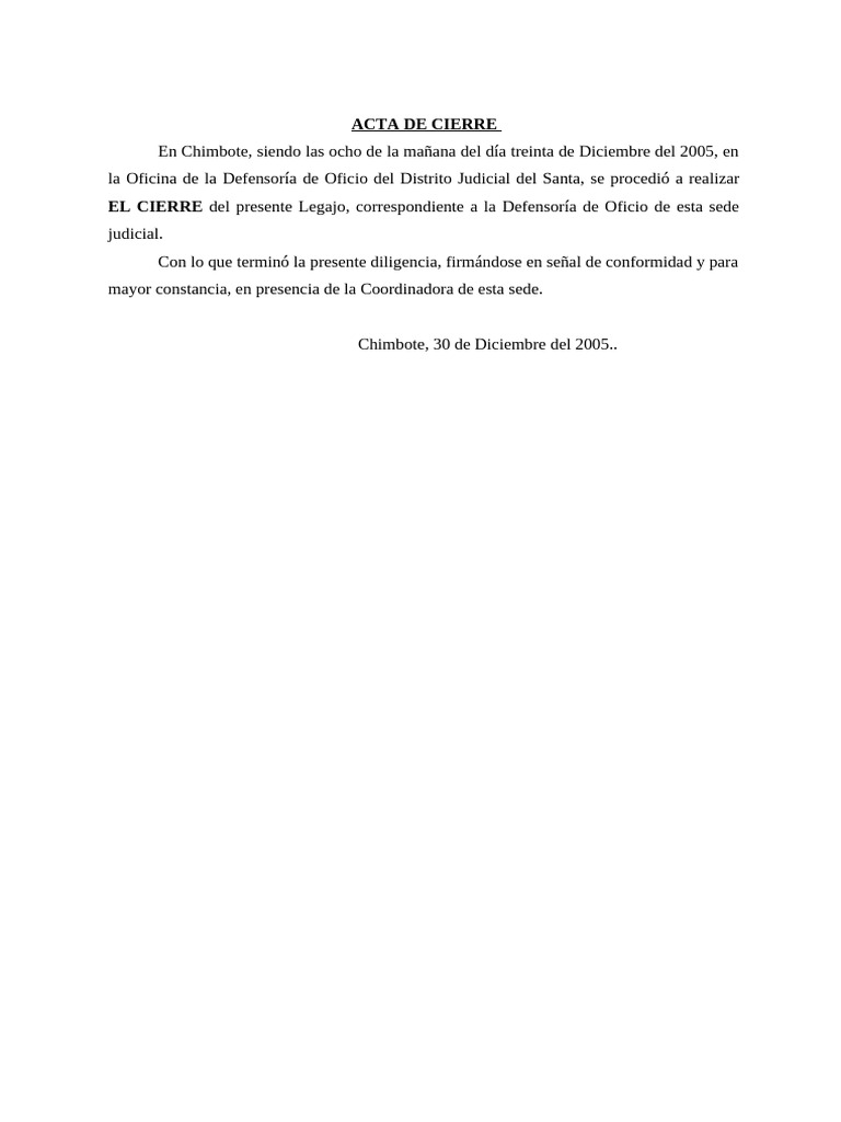 ACTA DE CIERRE | PDF