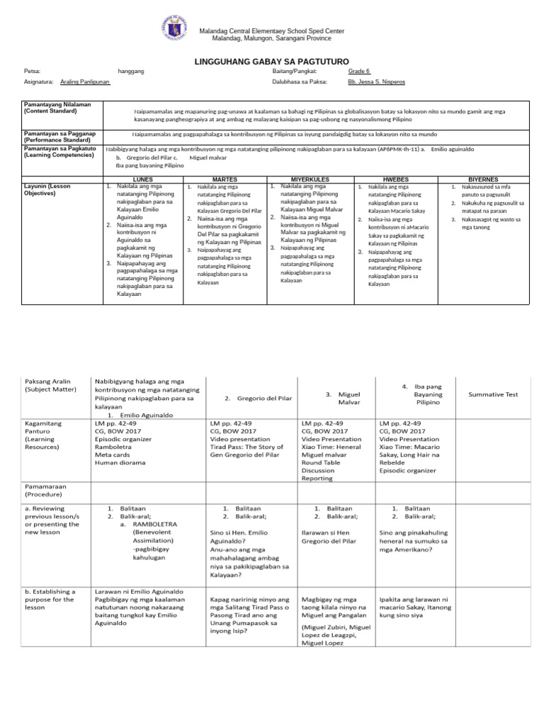 Lesson Plan - Week 2 | PDF