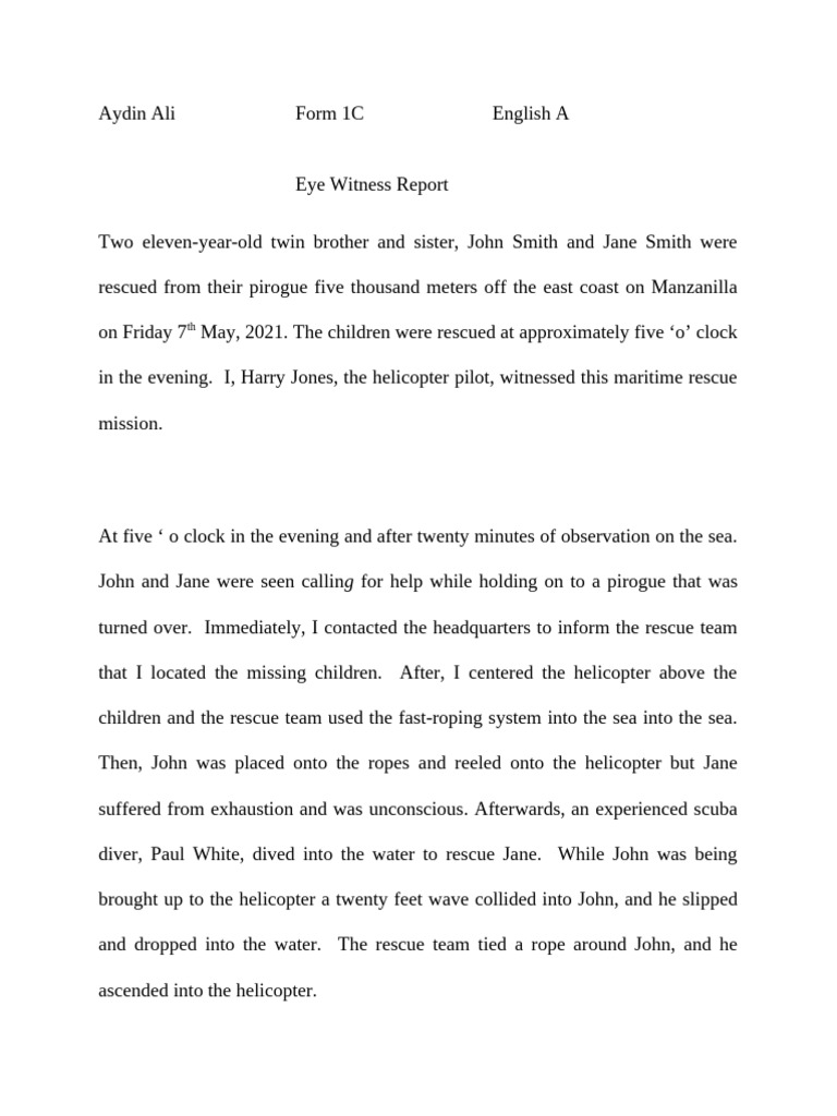 Eye Witness Report | PDF