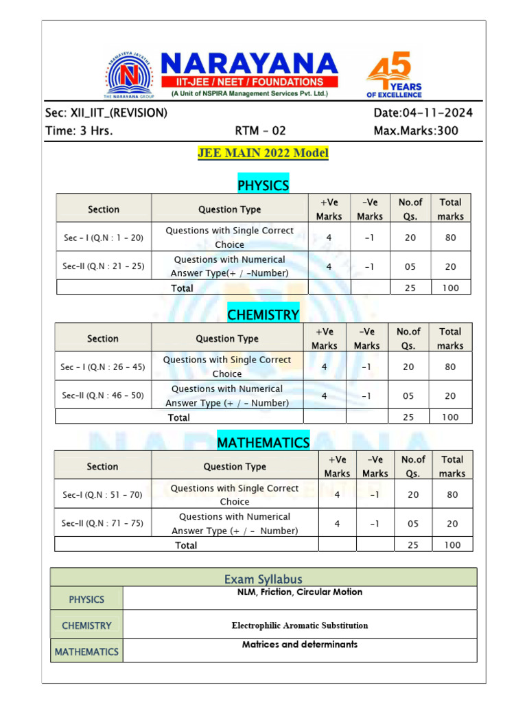 RTM-2-XII-STU-04-11-2024-QUES. | PDF | Force | Acceleration