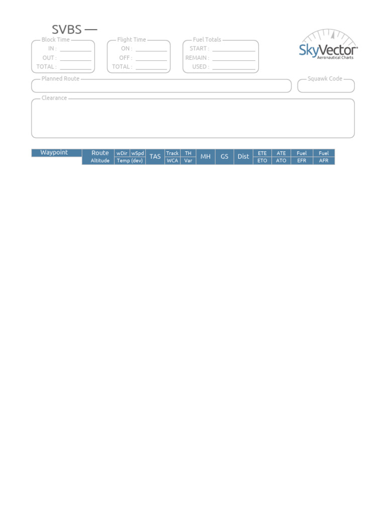 Flight Navigation Log Sheet | PDF
