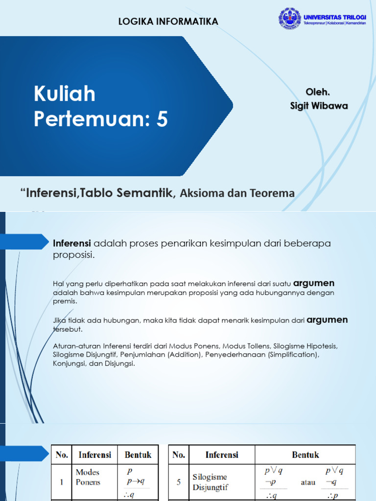 Kuliah Pertemuan Ke - 5 - Logika Informatika | PDF