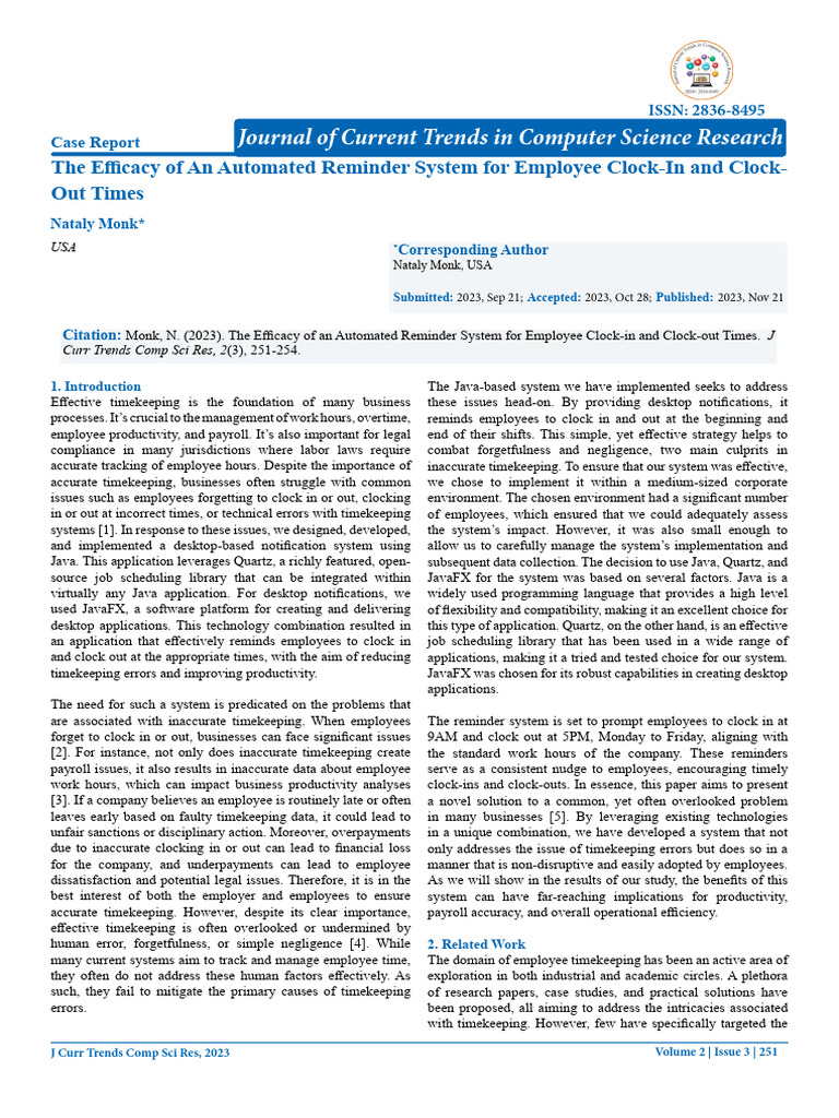 Automated Employee Time Reminder System | PDF | Java (Programming Language) | Methodology