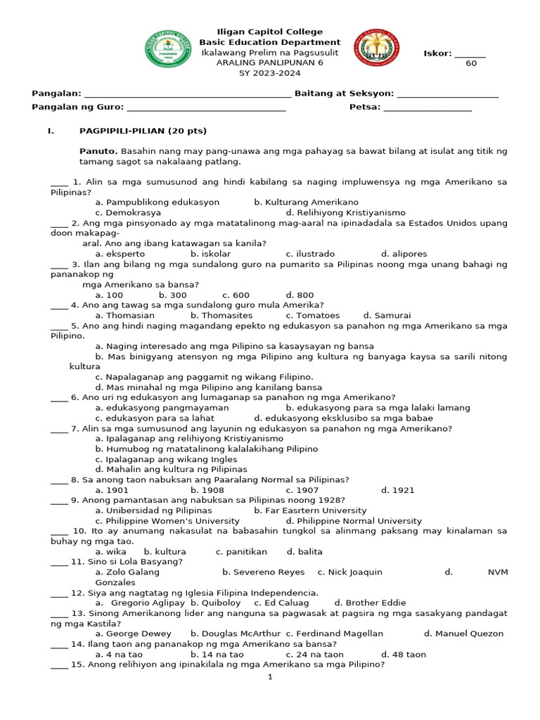 AP 6 2nd Prelim | PDF