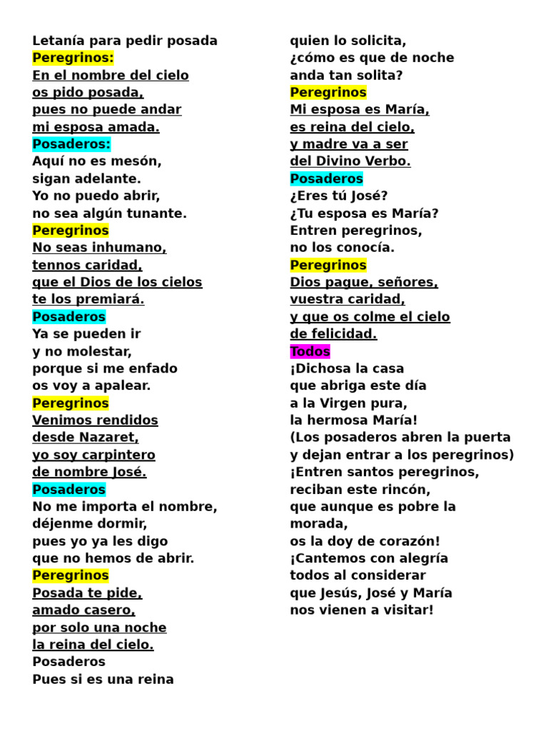 Letanía para Pedir Posada | PDF