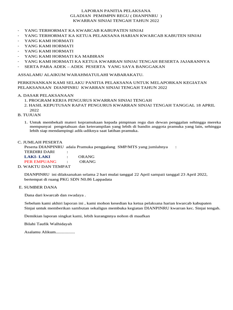 Laporan Panitia Pelaksana | PDF