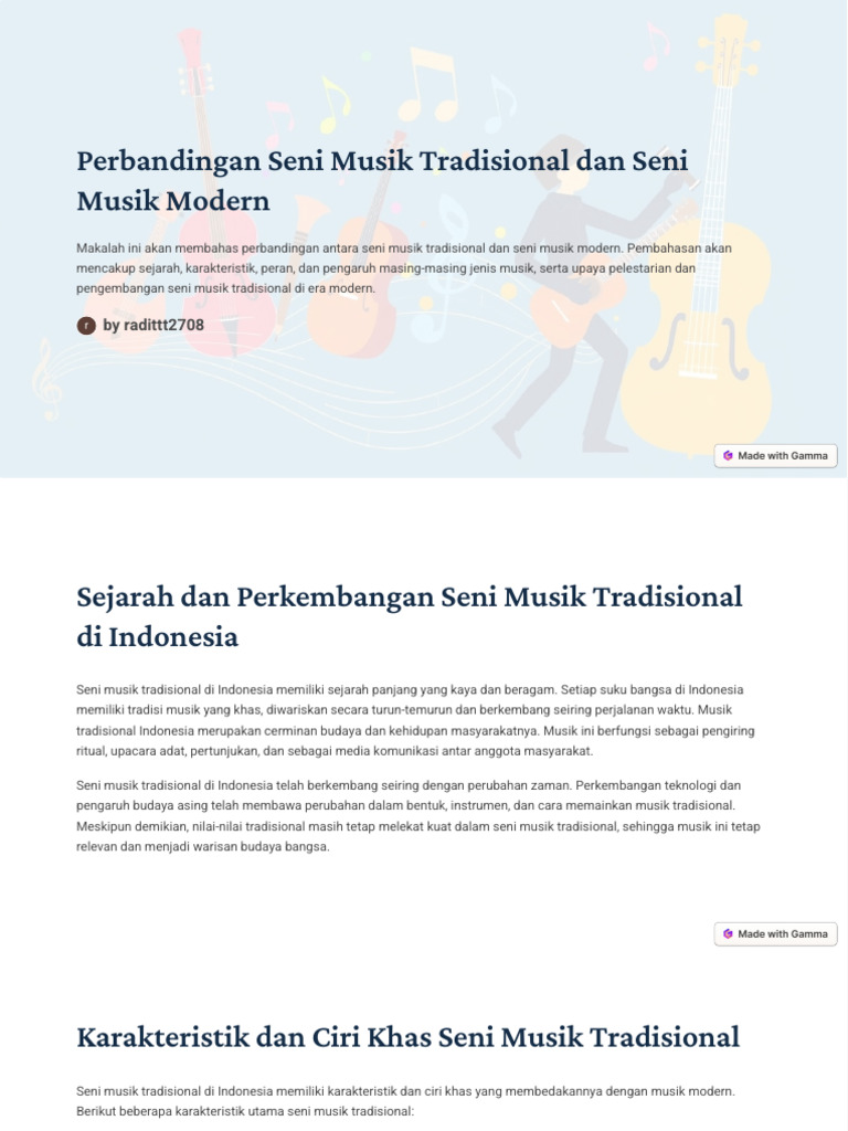 Perbandingan Seni Musik Tradisional Dan Seni Musik Modern | PDF