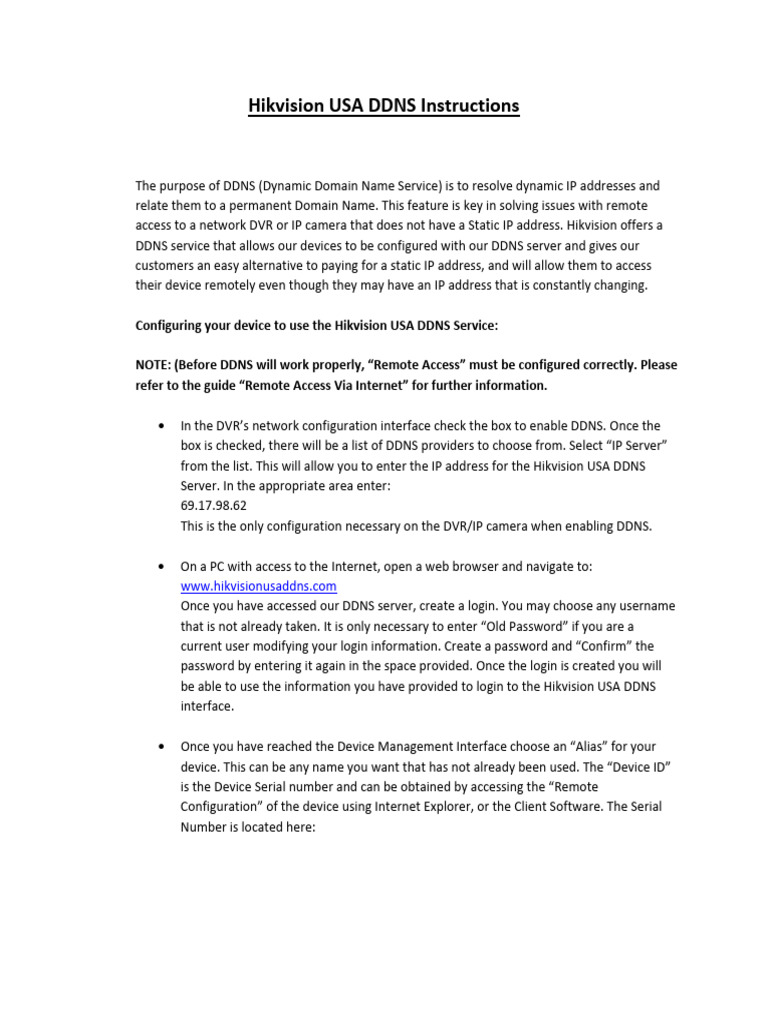 Hikvision Usa Ddns Instructions | PDF | Ip Address | Computing
