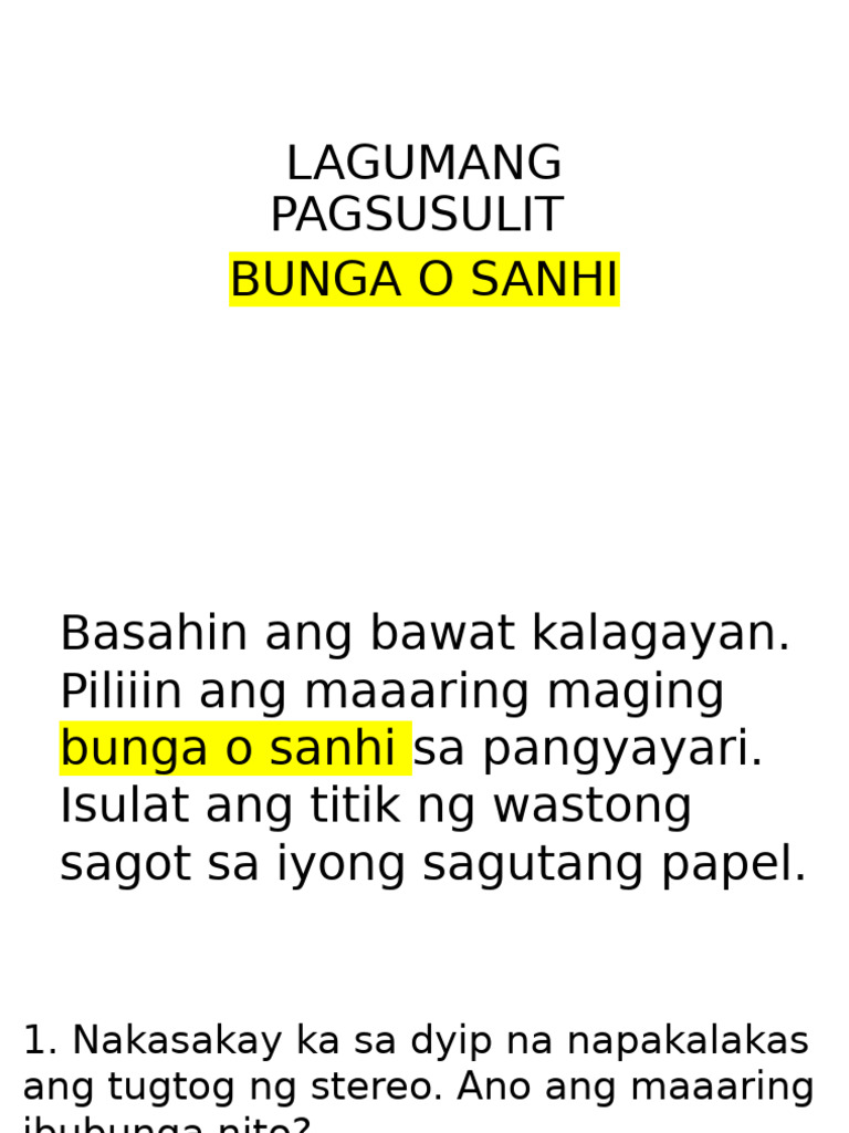 Lagumang Pagsusulit Sanhi Bunga | PDF