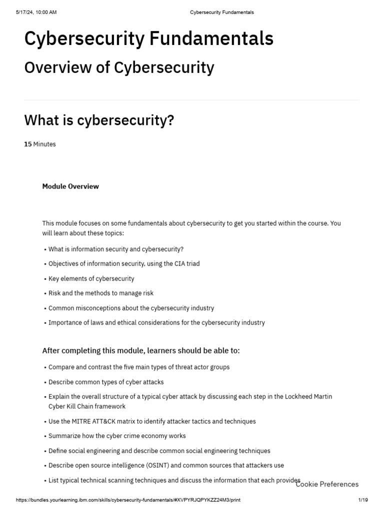 Cybersecurity Fundamentals | PDF | Information Security | Computer Security