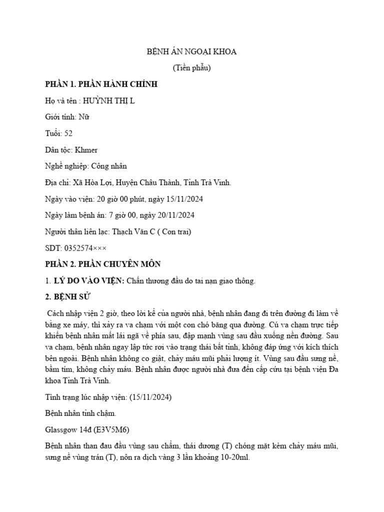 Bệnh Án CTSN | PDF