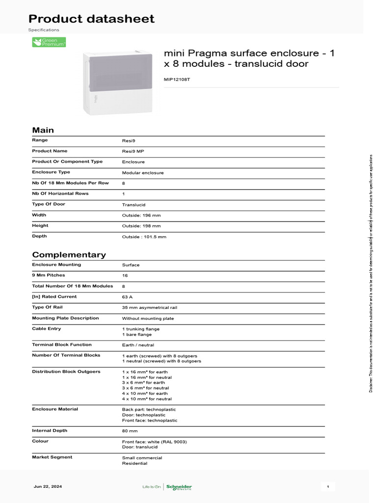 Schneider Electric - Mini-Pragma - MIP12108T | PDF