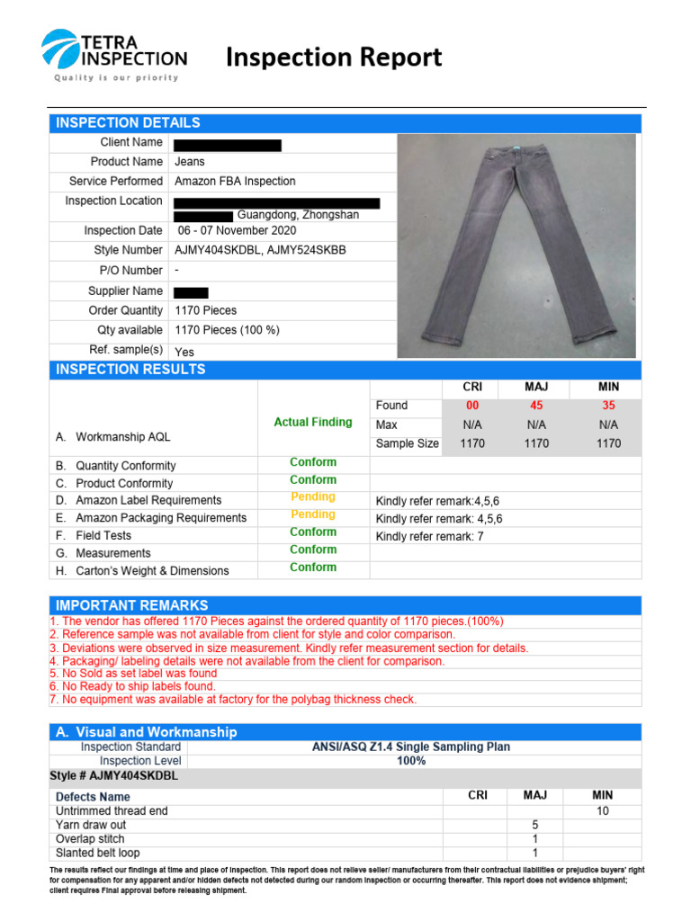 Sample Report For Amazon FBA Jeans - Redacted | PDF | Packaging And ...