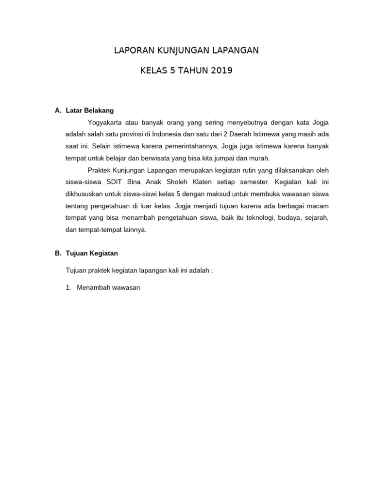 Laporan Kunjungan Lapangan | PDF