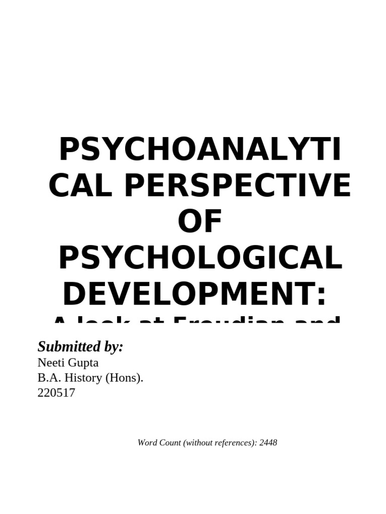 Psychoanalytical Perspective of Psychological Development | PDF | Id | Psychoanalysis