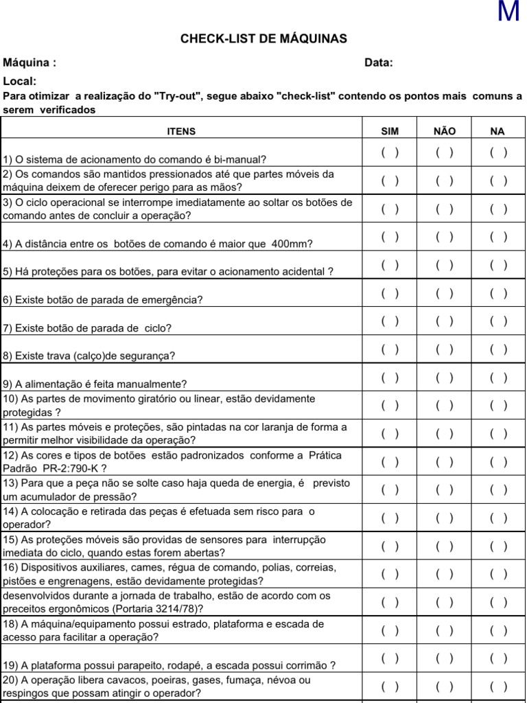 Check-list( máquinas)Padrão