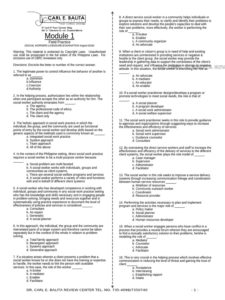 7 Field Practice Module 1 | PDF | Social Work | Psychology