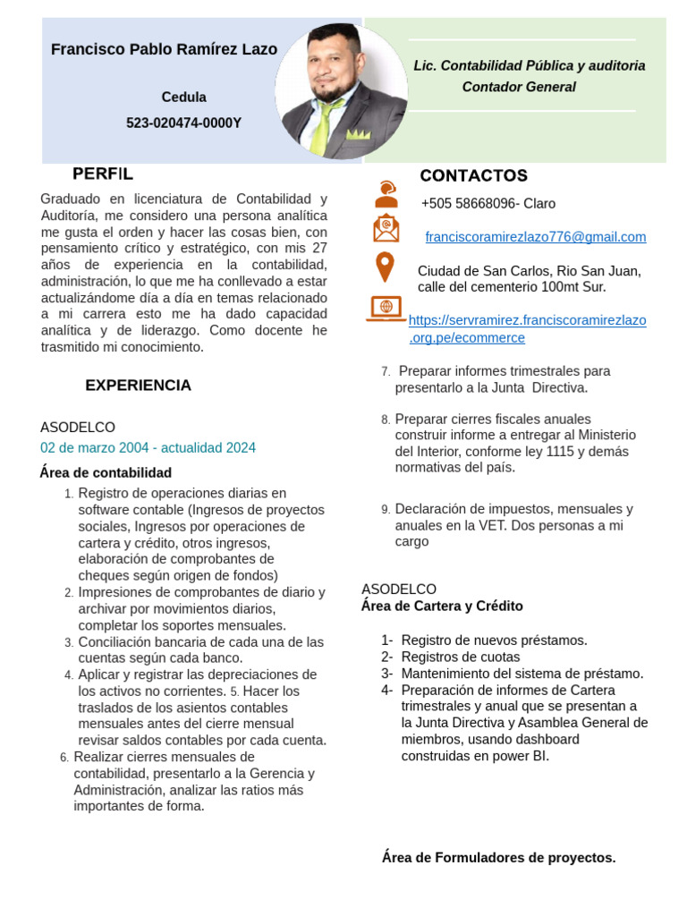 Curriculum Francisco Ramirez Lazo | PDF | Contabilidad | Contador
