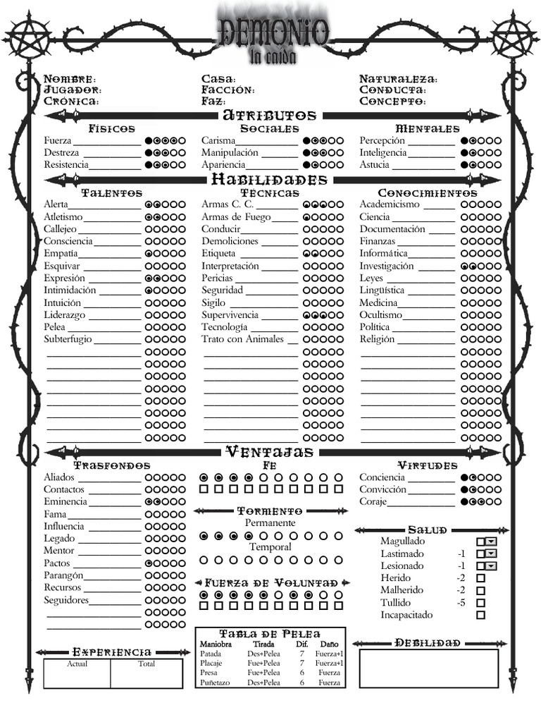 WoD Ficha Demonio Melech Ksaf | PDF