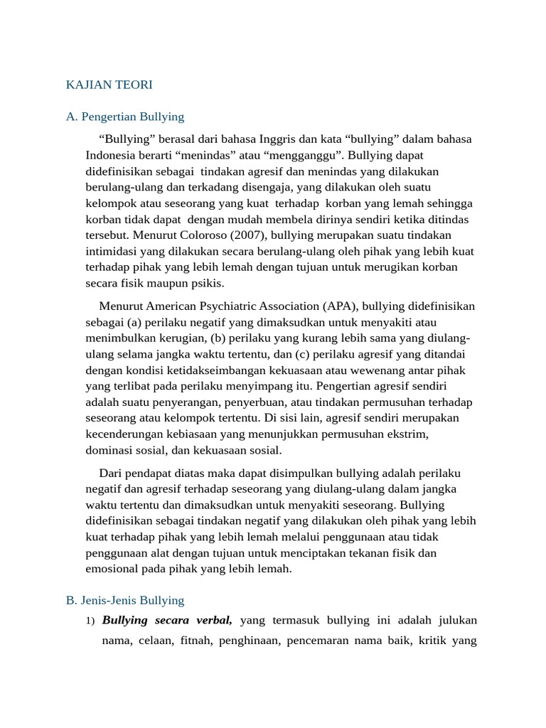 teori jurnal bullying | PDF