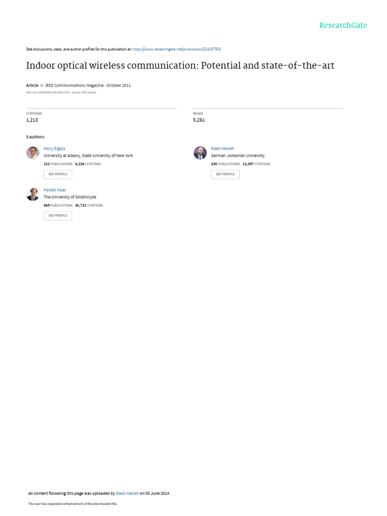 Elgala Mesleh Haas CommMagSep111 | PDF | Channel Access Method ...