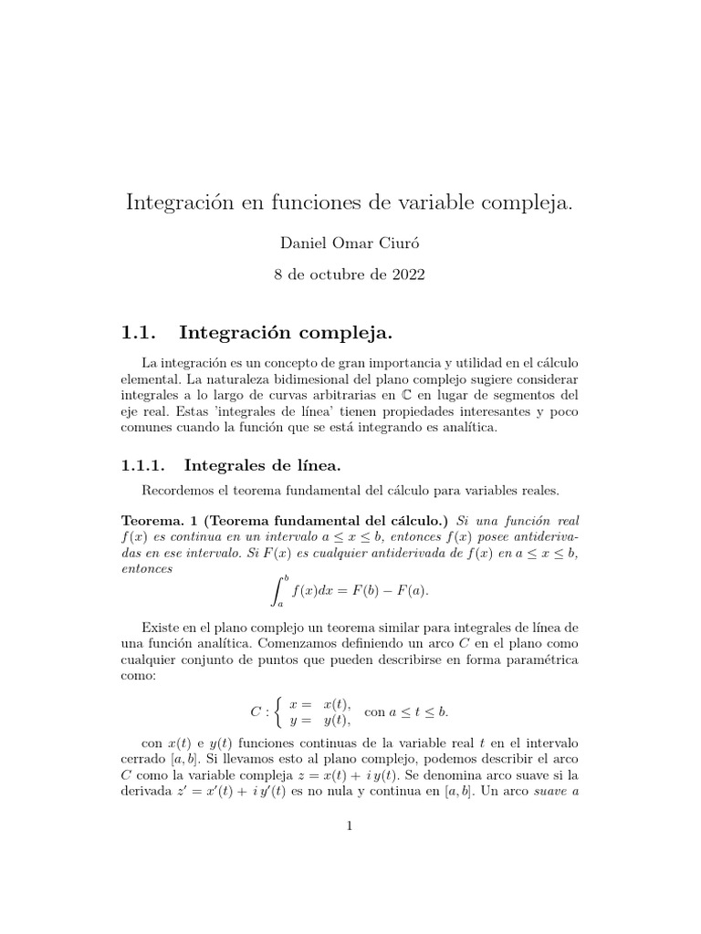 Integración Compleja | PDF | Integral | Curva