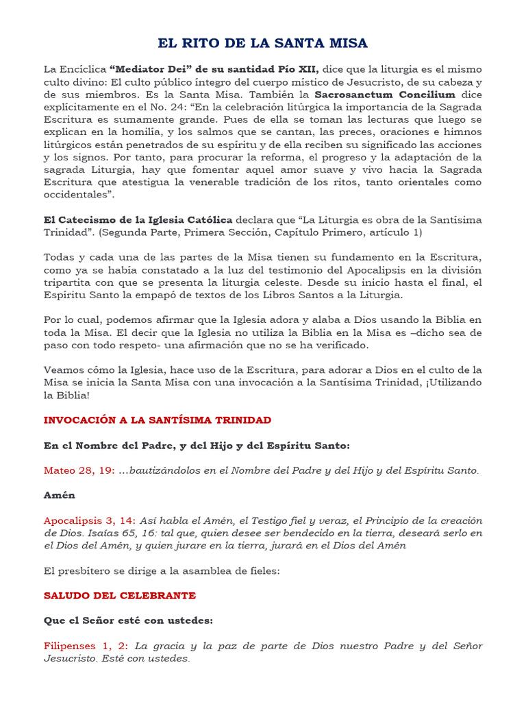 EL RITO DE LA SANTA MISA en La Biblia | PDF | Cristo (título) | eucaristía