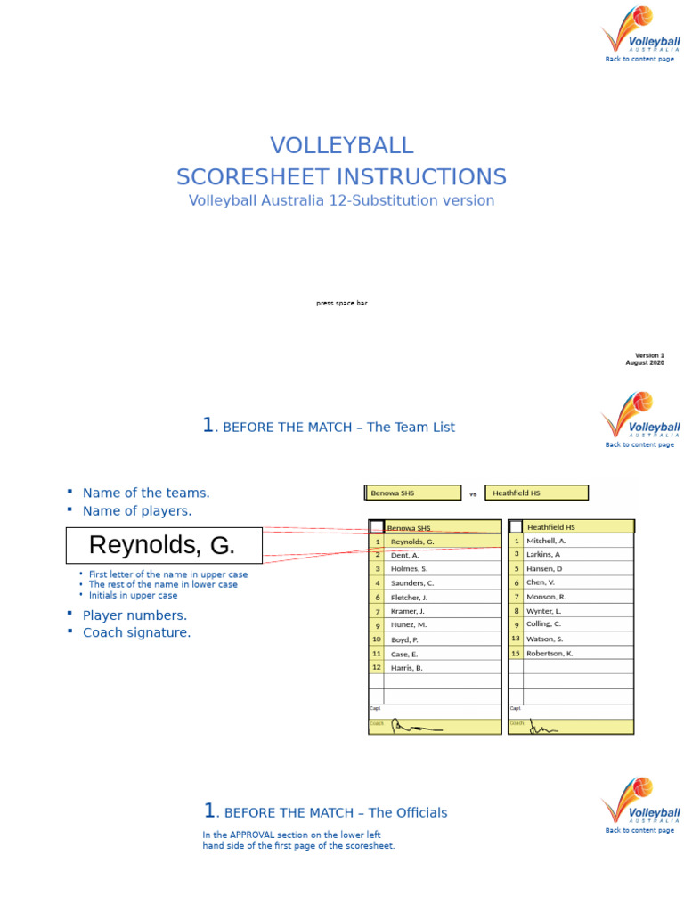 Volleyball Scoresheet Instructions | PDF | Sports