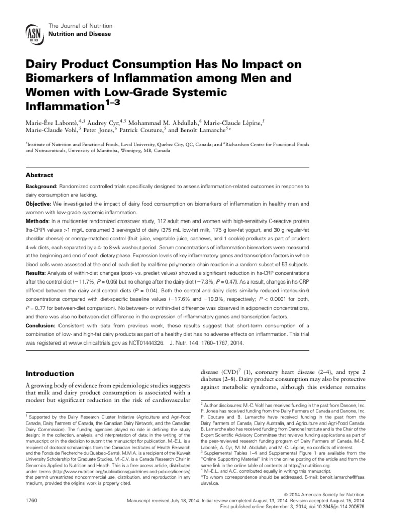 Dairy Products - Inflammation | PDF | C Reactive Protein | Inflammation