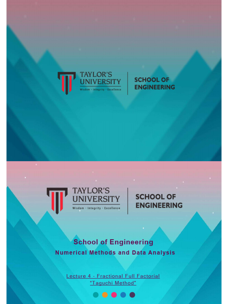 Chapter 9 Fractional Full Factorial - Taguchi Method V1. | PDF ...