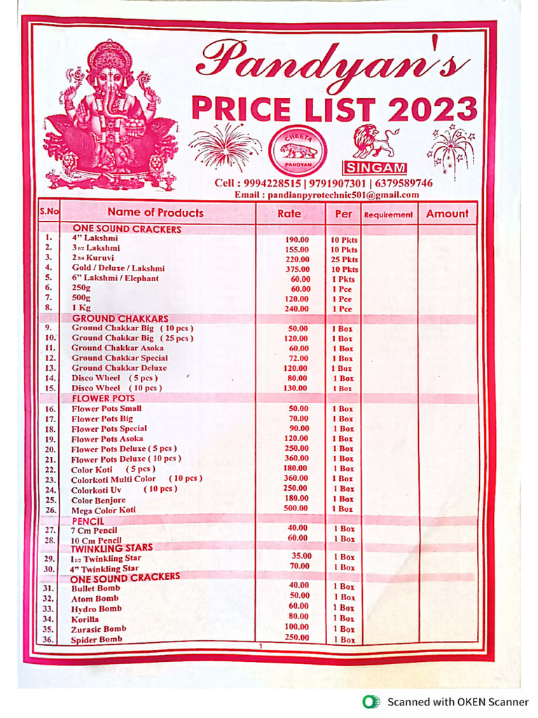Pandyan's Price List 2023 | PDF