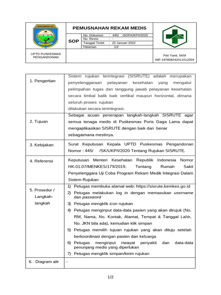 SOP RUJUKAN SISRUTE PND | PDF