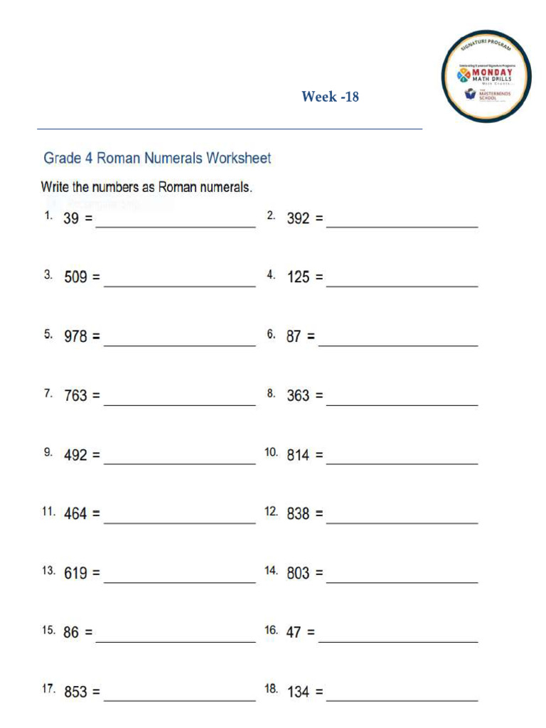 Maths Drill-Tmms-18 Class-4 | PDF
