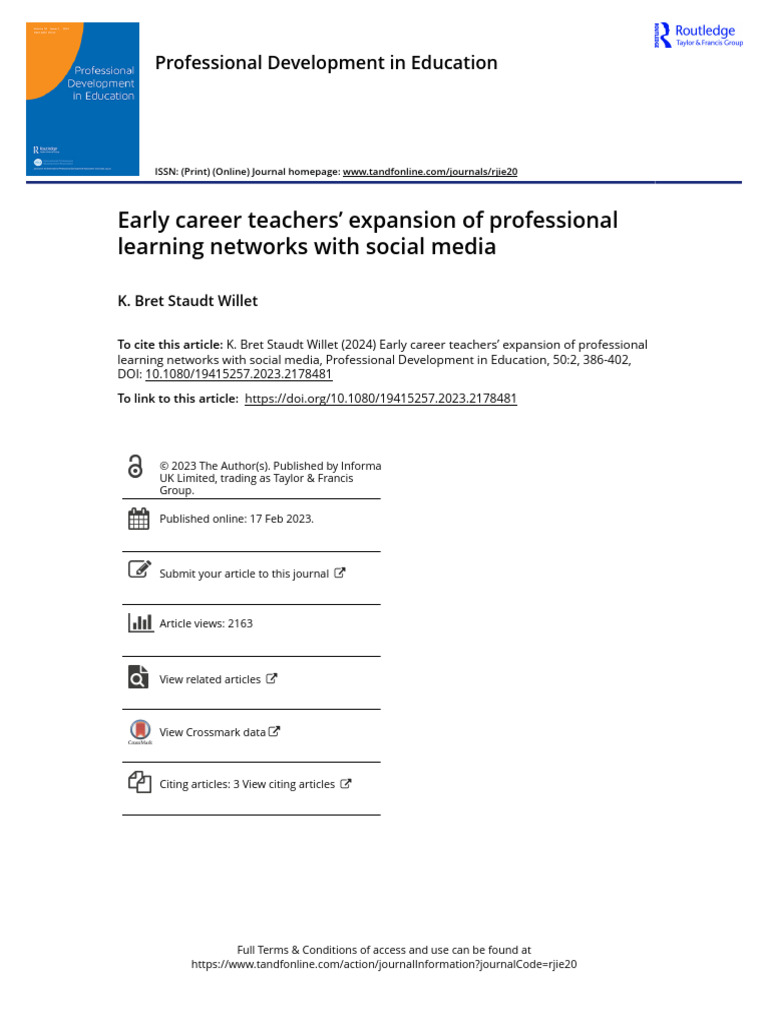 Early Career Teachers Expansion of Professional Learning Networks With ...