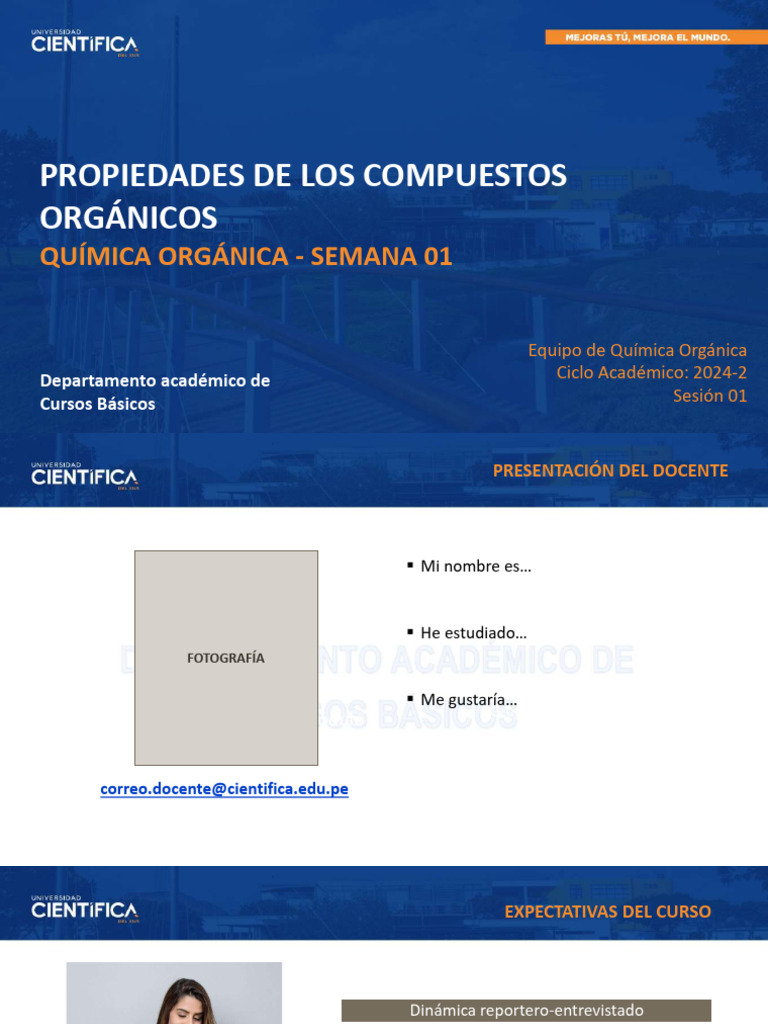 Química+orgánica Sem-01 Sesión-01 2024-2 | PDF | Fuerza intermolecular ...