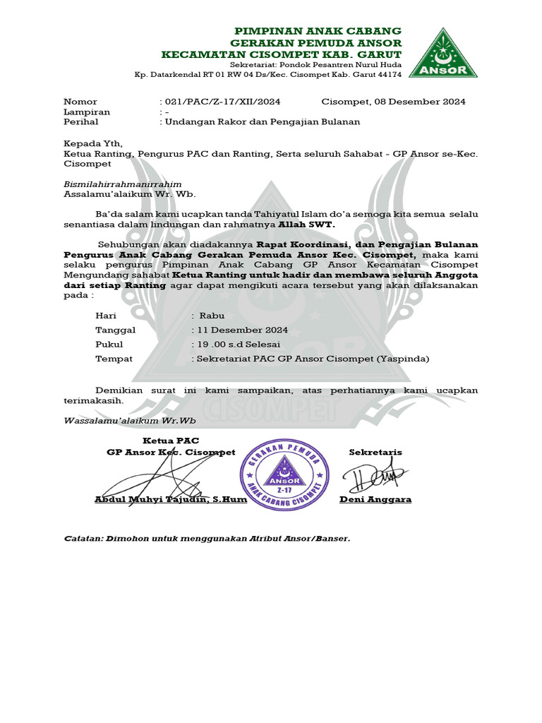 Undangan Rakor 1224 | PDF