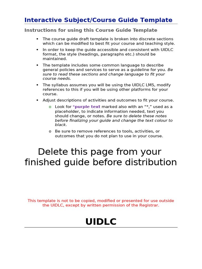 Course Guide Template - EvaluationVersionCLA207 | PDF | Academic ...