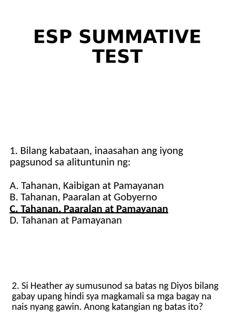 2nd Esp Summative Test | PDF