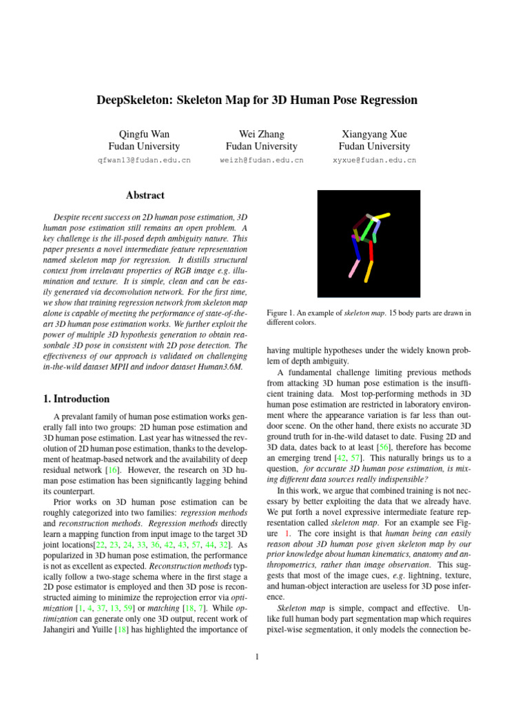 DeepSkeleton-Skeleton Map For 3D Human Pose Regression | PDF | Image ...