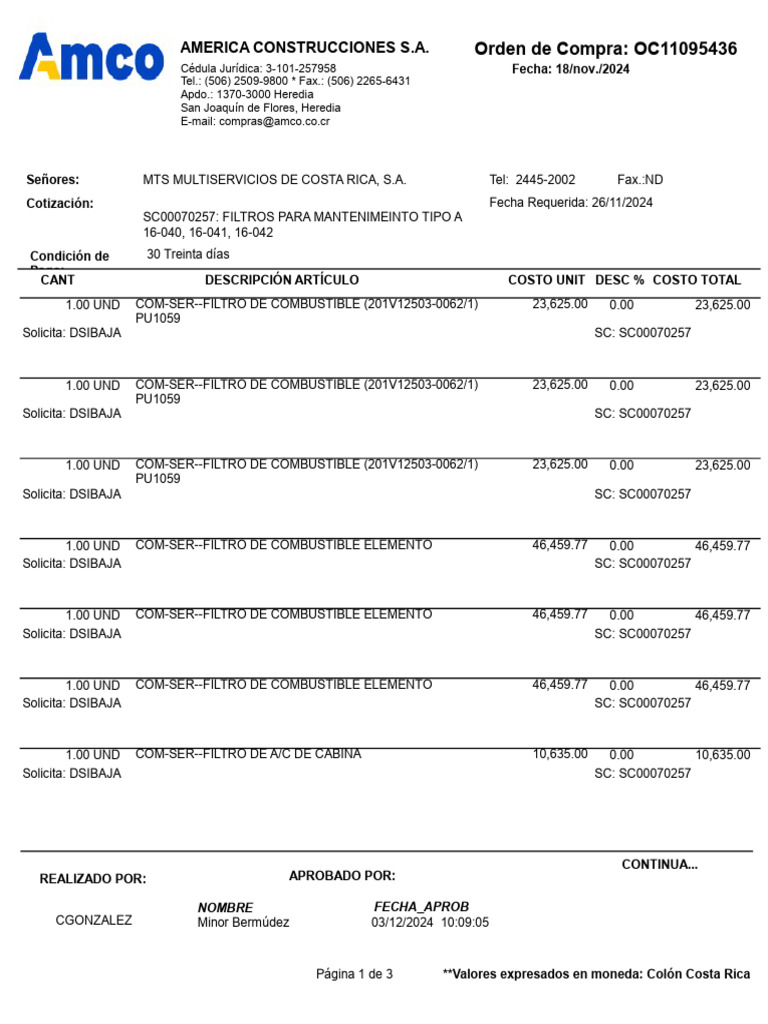 Ejemplo de OC de procesos de abasto | PDF