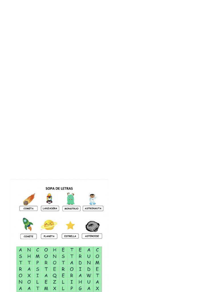 SOPA DE LETRAS ESPACIO | PDF