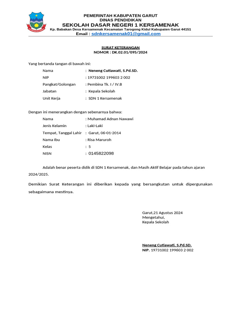 DK 02 01 090 SD 2023 - DRAFT SURAT KETERANGAN PIP - PEMBERIAN- 2023 (1 ...