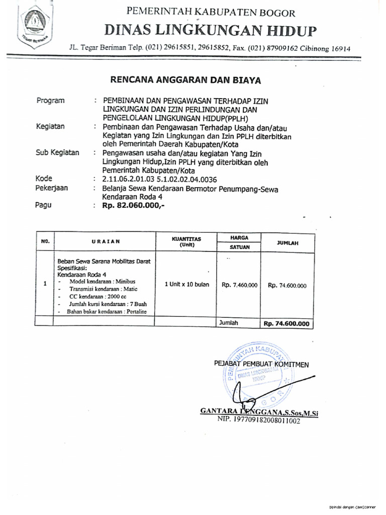 RAB Sewa Kendaraan | PDF