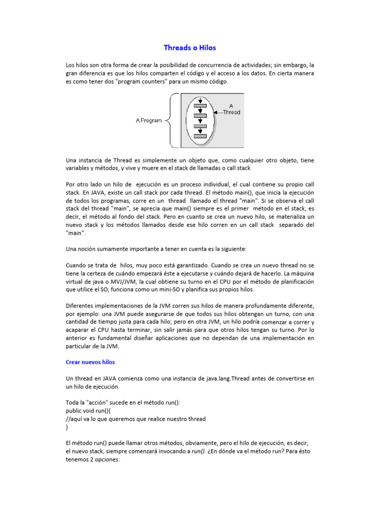Threads o Hilos | PDF | Hilo (Computación) | Java (lenguaje de programación)