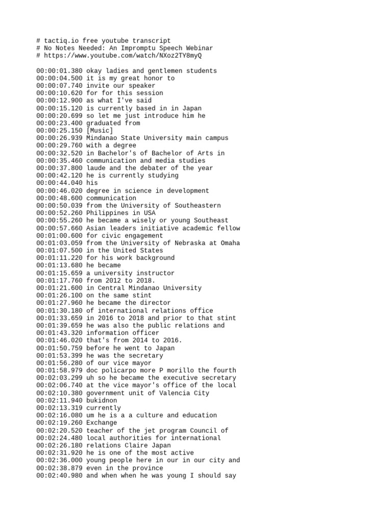 Tactiq Free Transcript NXoz2TY8myQ | PDF | Public Speaking | Communication